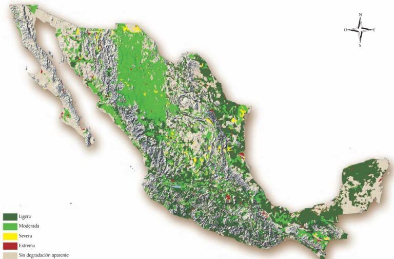 Mapa de la degradación de suelos en México Mapa de la degradación de suelos en México
