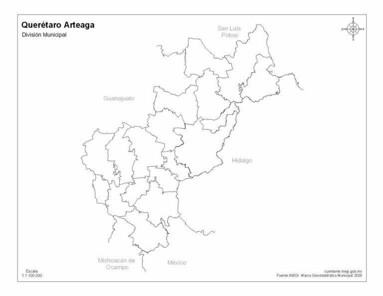 Mapas de Querétaro, descarga e imprime, con nombres , a color